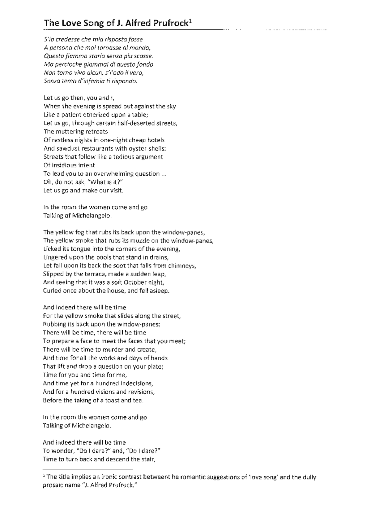 TS Eliot's Poetic Masterpieces: Analysis of Key Poems - Studocu