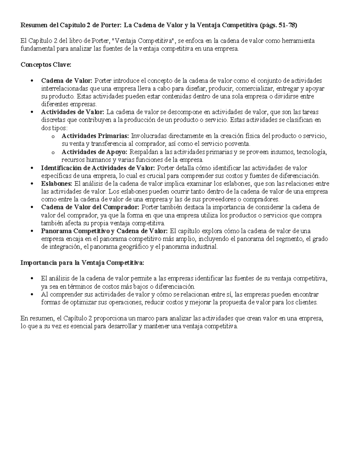 Resumen del Capítulo 2 de Porter - 51-78) El Capítulo 2 del libro de ...
