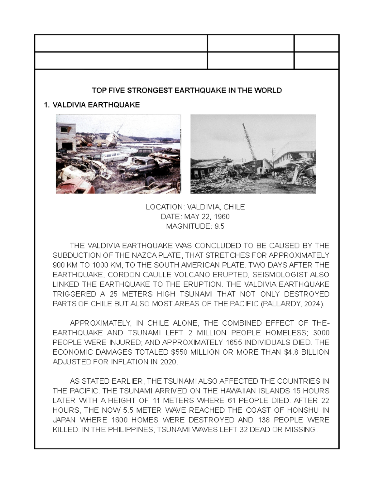TOP 5 EARTHQUAKES IN THE PHILIPPINES AND THE WORLD - TOP FIVE STRONGEST ...