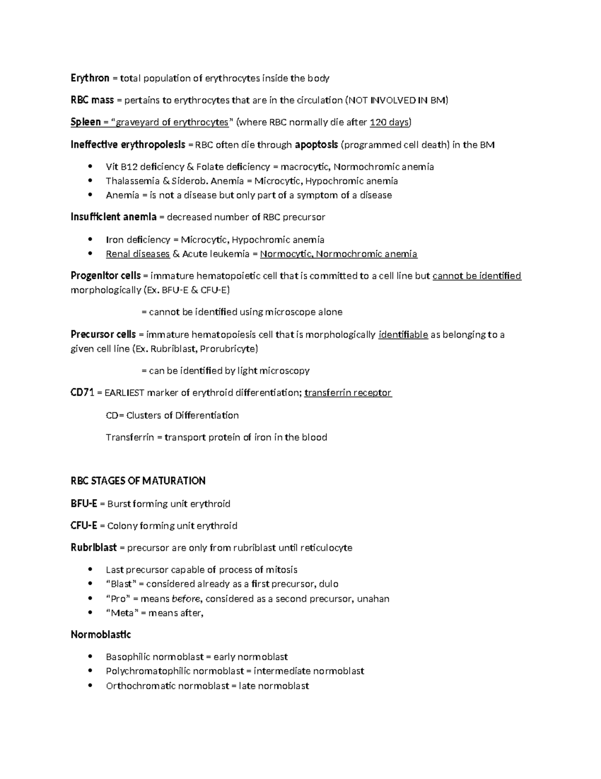 Erythron Lecture: Understanding Erythrocyte Dynamics and Anemias - Studocu