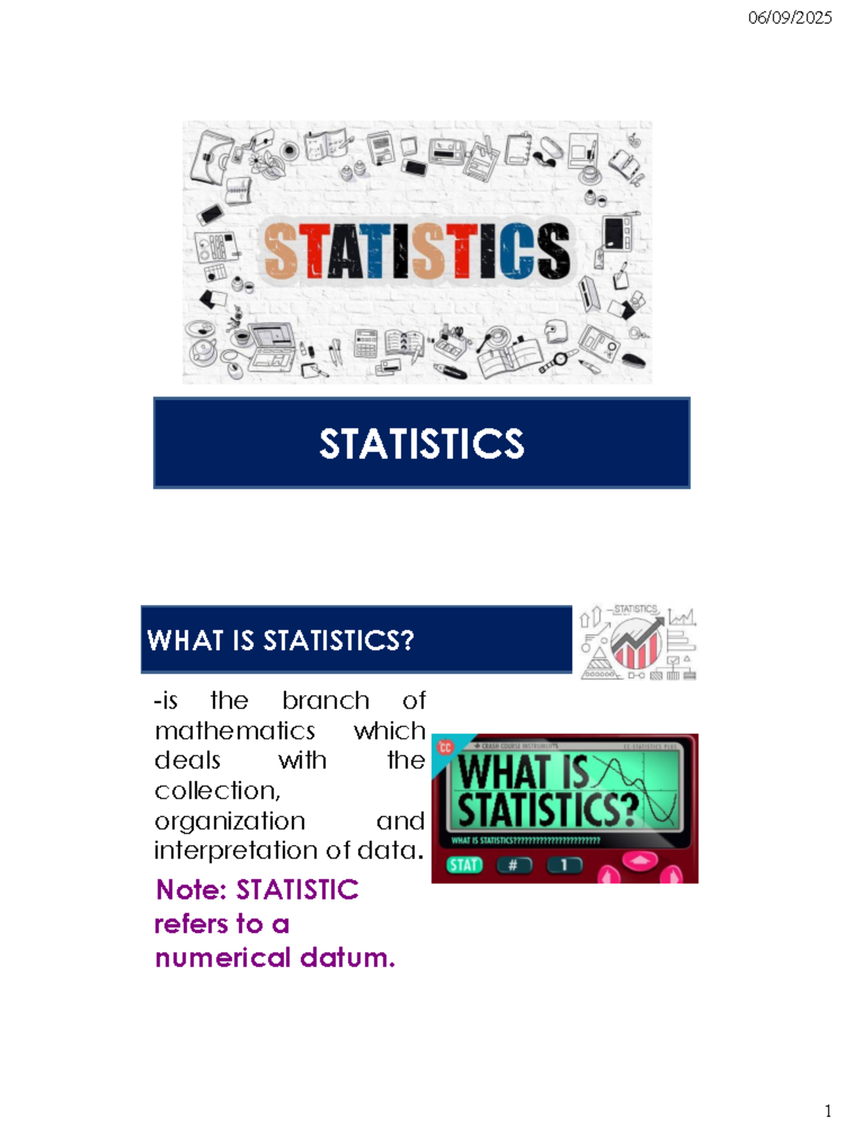 STATISTICS 101: Introduction and Basic Concepts Overview - Studocu