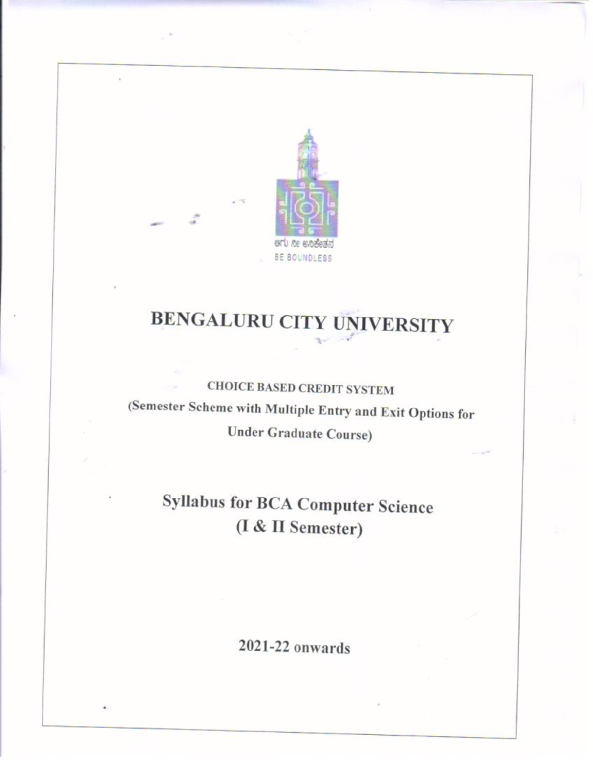 BCA-NEP- Syllabus - Notes - 2 of 15 BANGALORE CITY UNIVERSITY BCA ...