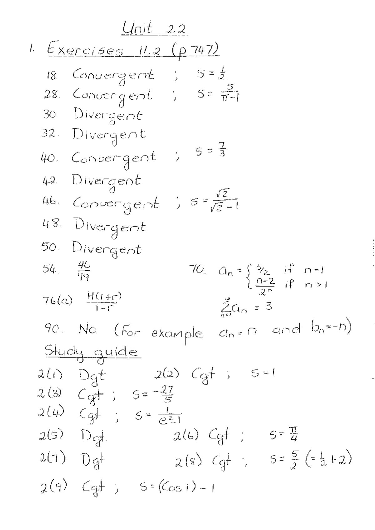 Solutions for Unit 2.2 Exercises and Study Guide - Studocu