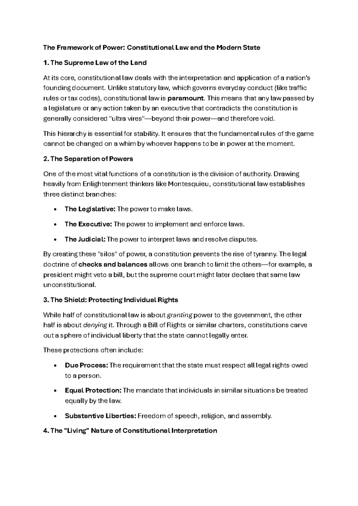 Constitutional Law Framework: Power, Rights, and Interpretation - Studocu