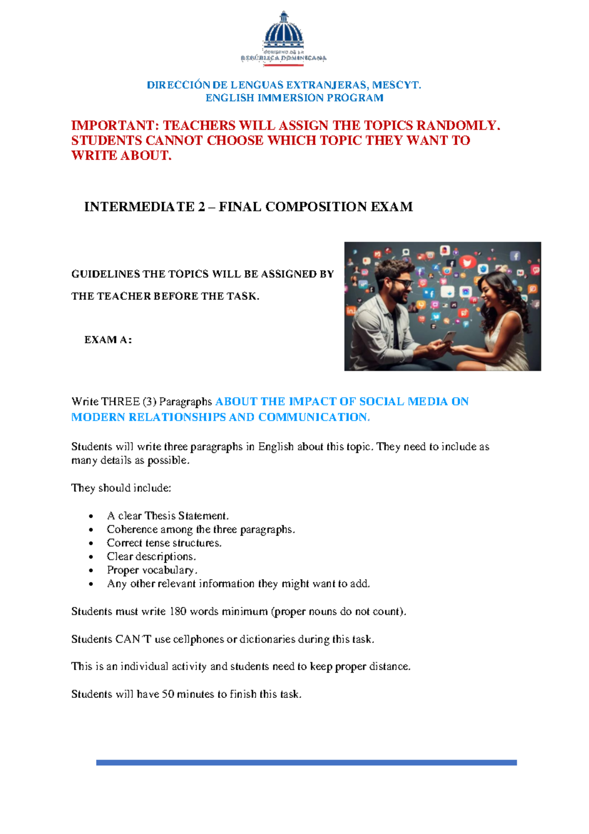 Intermediate 2 - Final Composition Exam 2024 Guidelines - Studocu