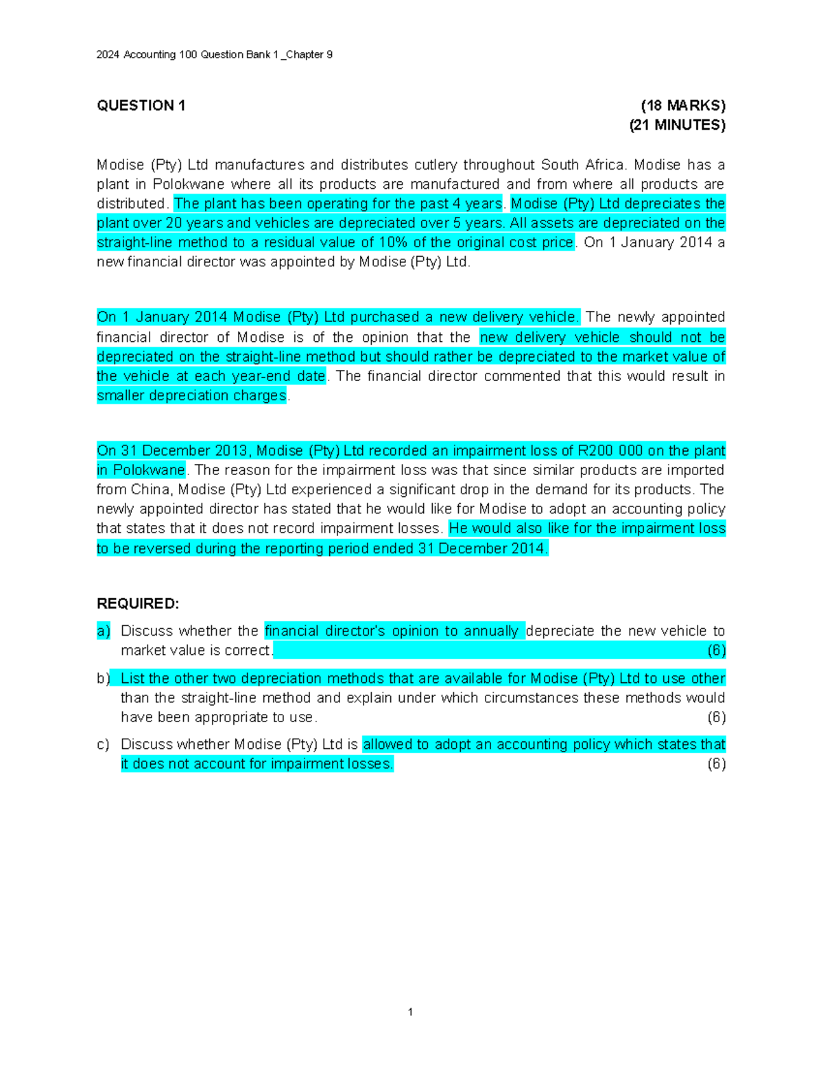 2024 ACC 100 Question Bank 1: Chapter 9 Solutions & Discussion - Studocu