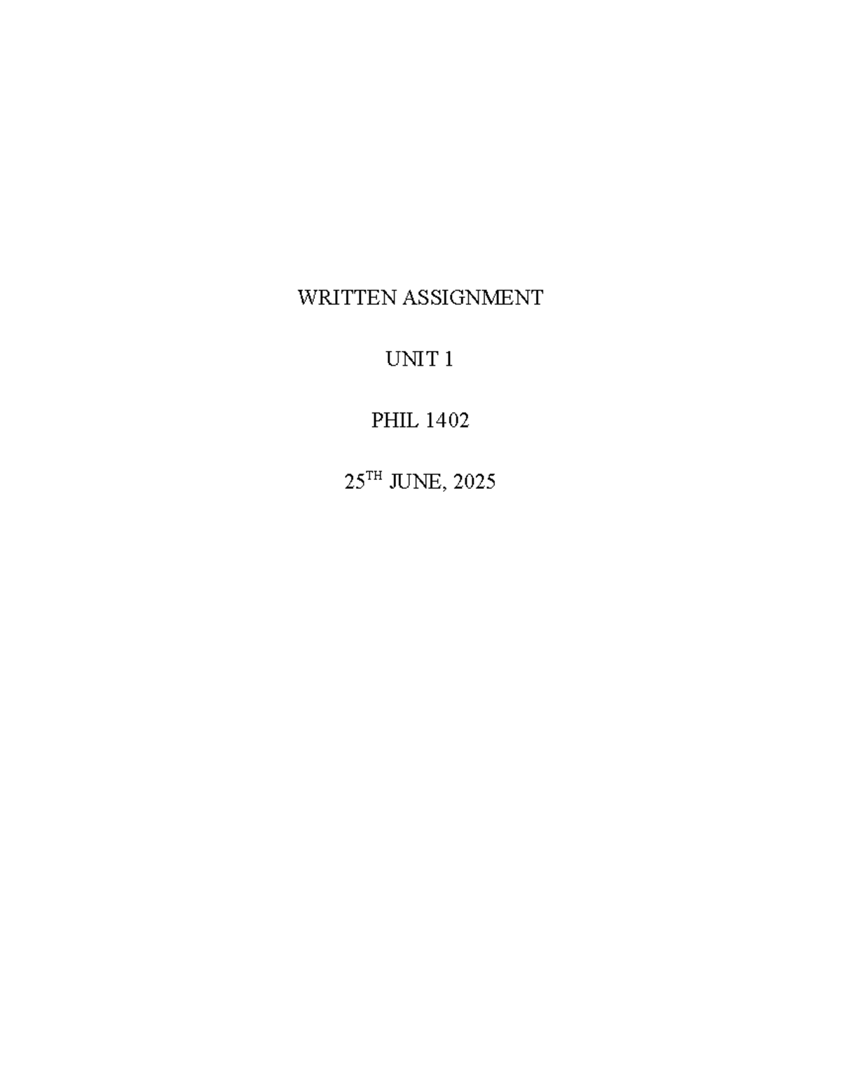 PHIL 1402 Unit 1 Written Assignment: Exploring Realist Thinkers - Studocu