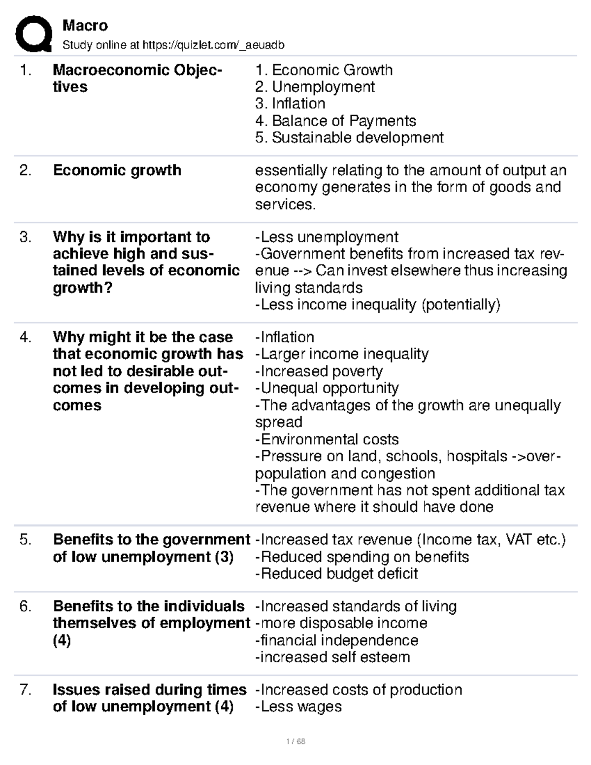 Macro Quizlet Flashcards: Key Concepts in Macroeconomics - Studocu