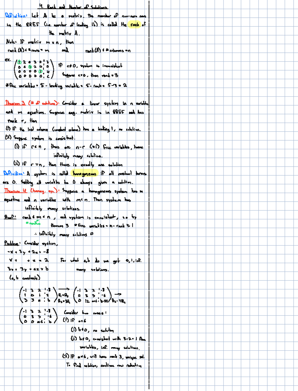 4. Rank and Number of Solutions in Linear Systems (MATH 101) - Studocu