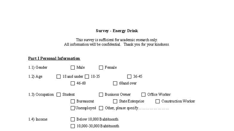 39752166 Energy Drink Survey: Consumer Preferences & Insights - Studocu