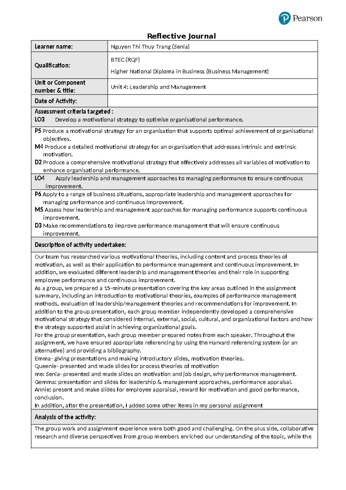 Unit 4 - LM #2 OF 2 - Reflective Journal - Full Name (Eng Name ...