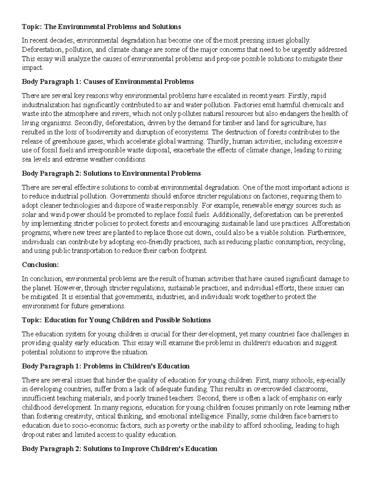Environmental Problems and Solutions: A Comprehensive Analysis - Studocu
