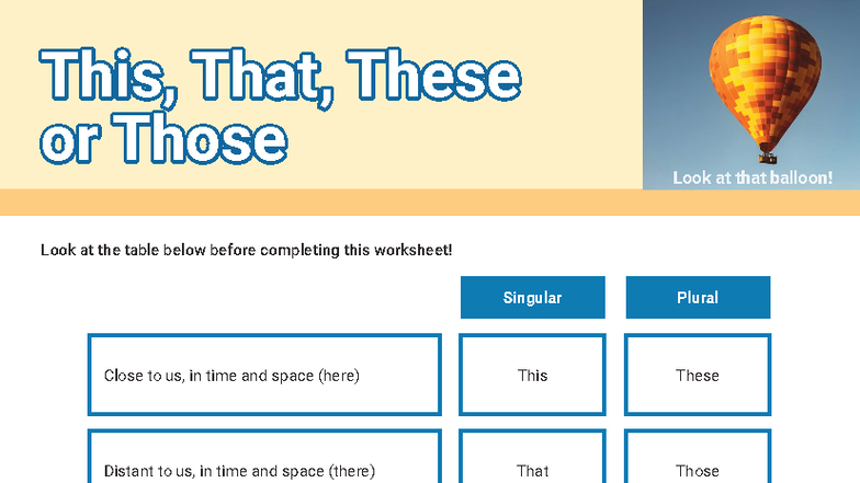 T-1719490304 ESL This, That, These or Those Worksheet for Adults A1 ...