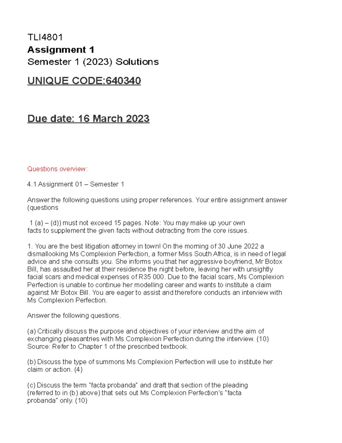 TLI4801 2025 Assignment 1: Provisional Sentence Procedure Analysis - Studocu