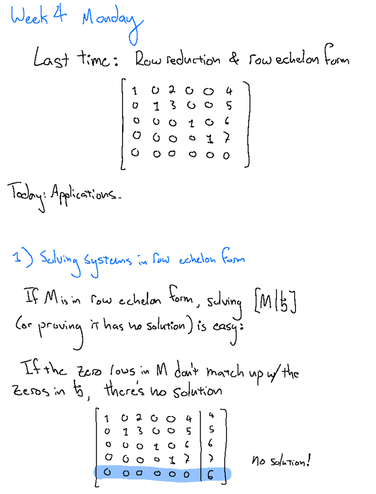 Applications of Row Echelon Form in Solving Systems (Week 4) - Studocu