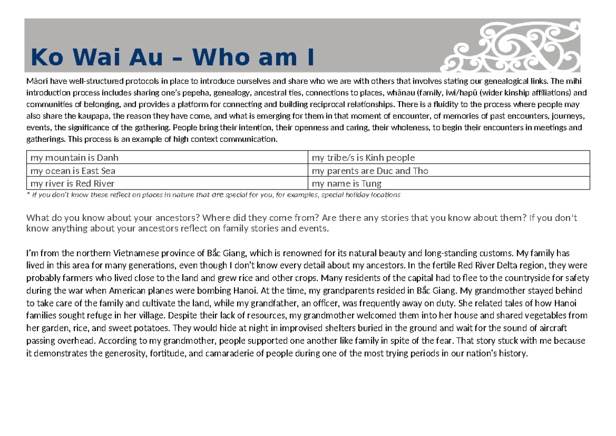 Māori Introduction Protocols: Ko Wai Au - A Personal Reflection Session ...