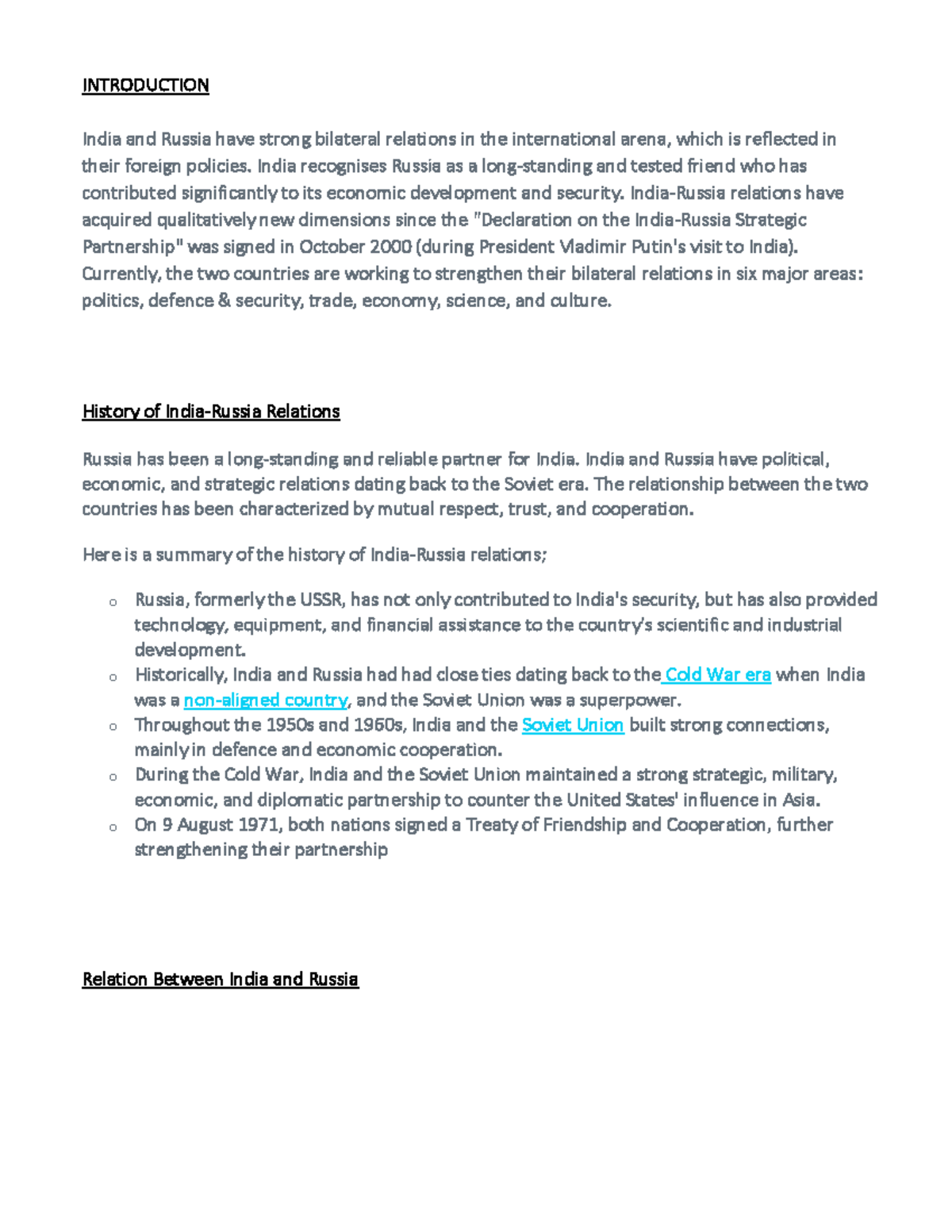 India-Russia Relations: A Comprehensive Overview of Bilateral Ties ...