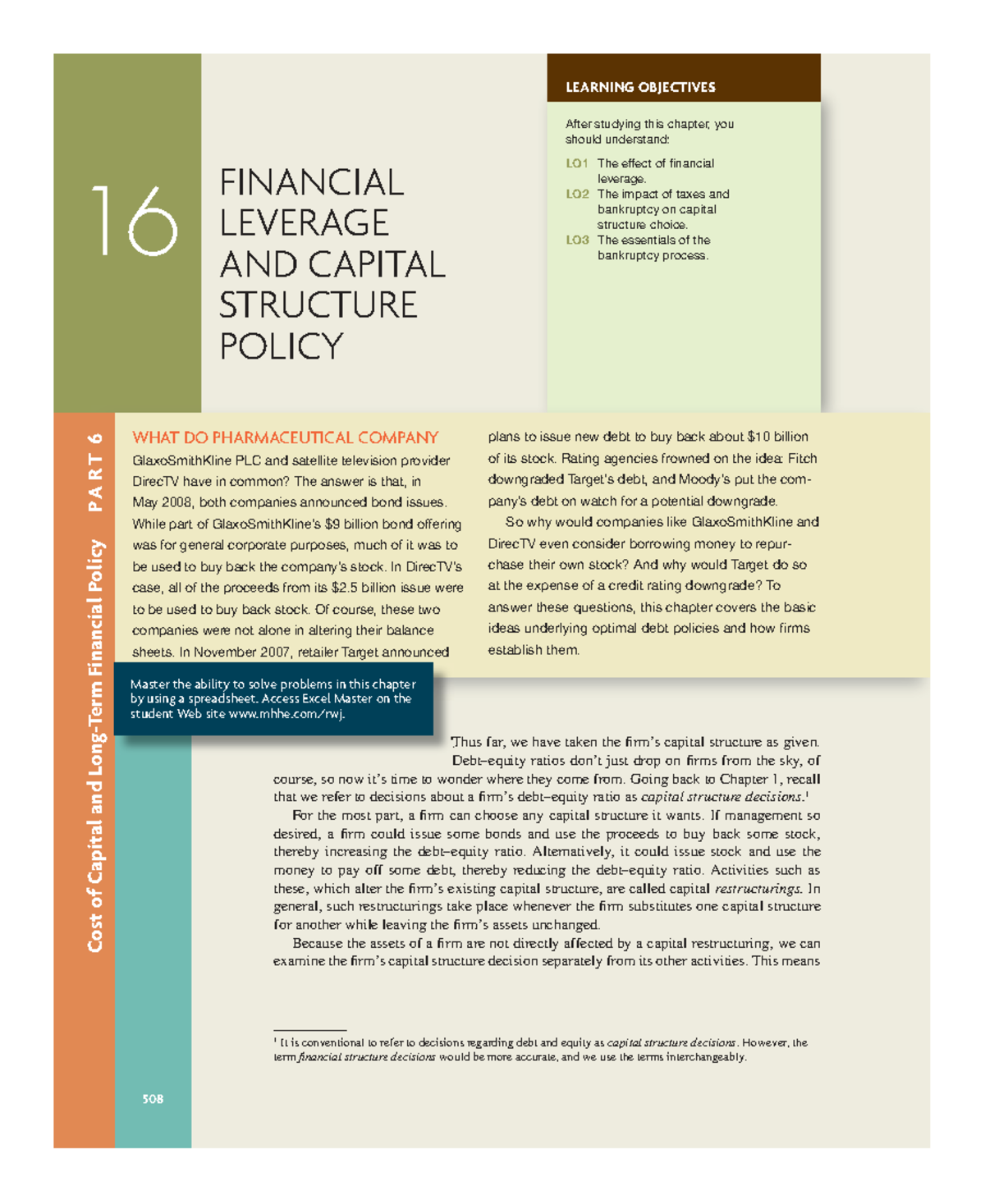 Chapter 16: Financial leverage and capital structure policy (FIN 46128 ...