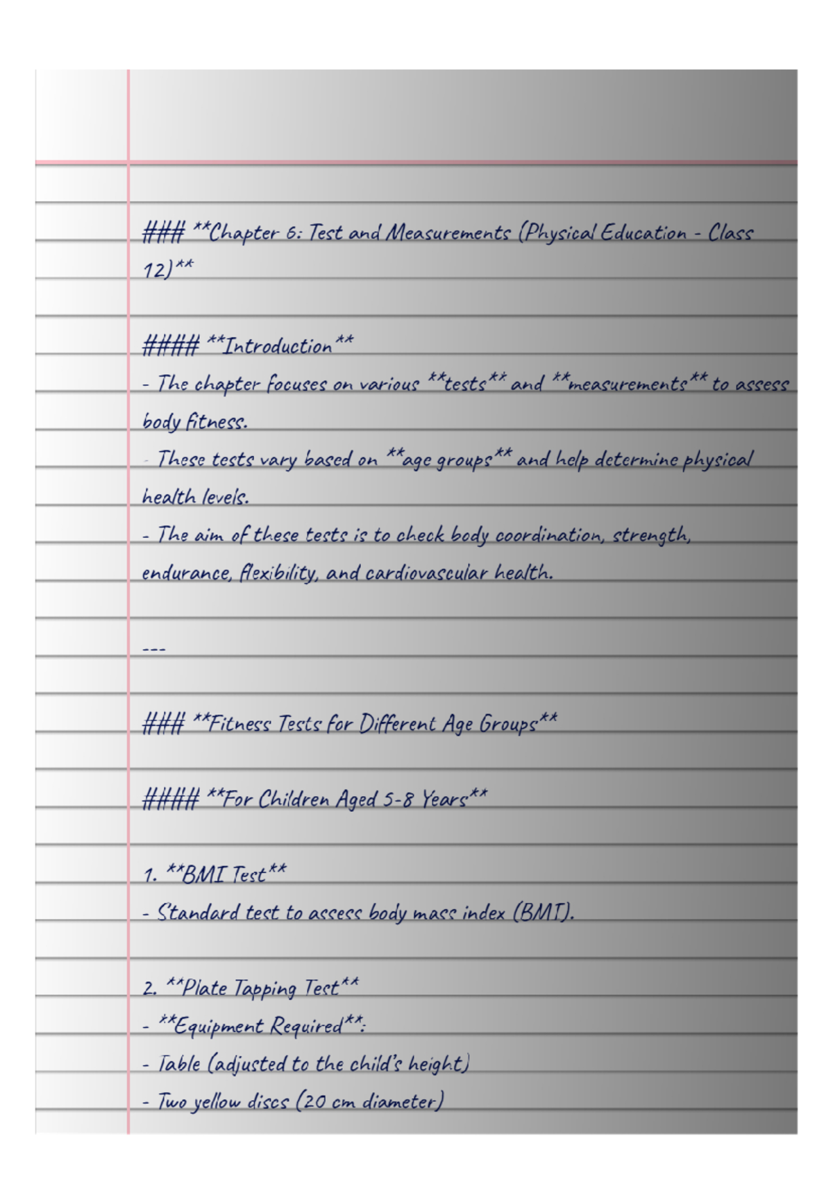 Chapter 6: Test and Measurements in Physical Education - Studocu