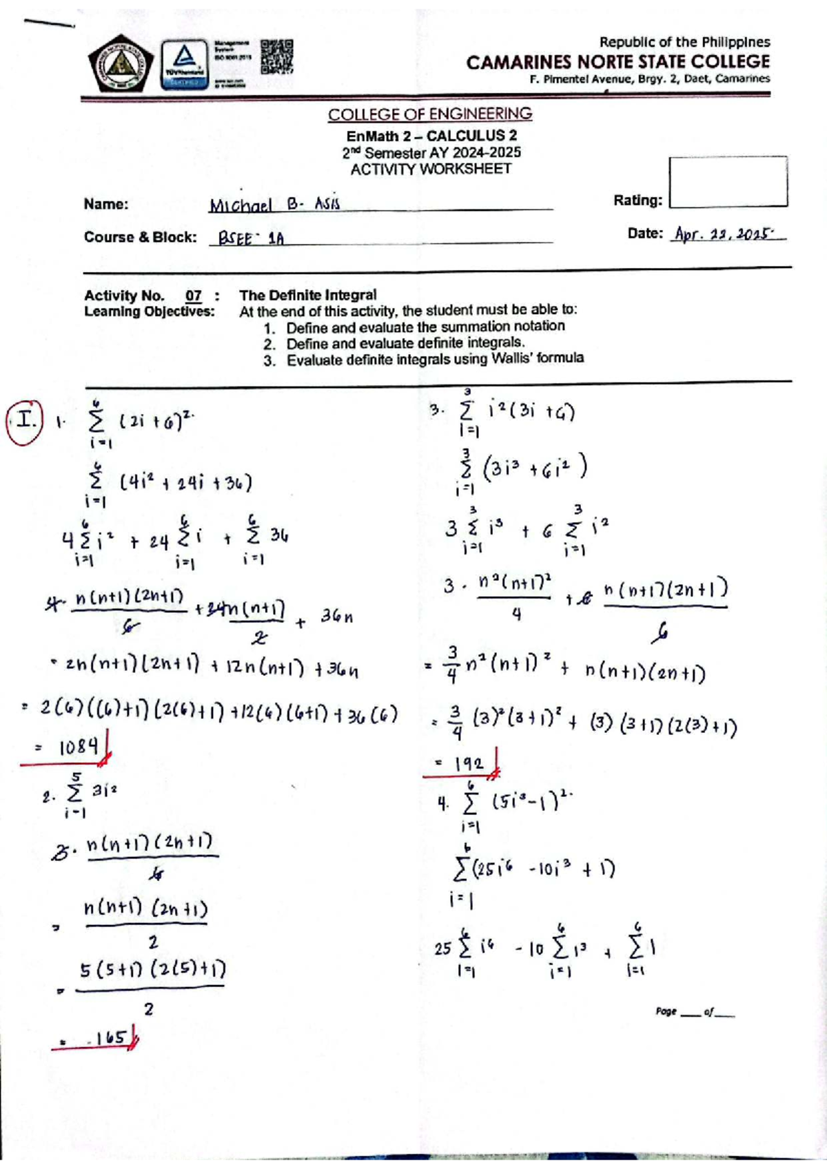 Integral Calculus Practice Problems - EnMath CALCULUS 2 (BOO1) - Studocu