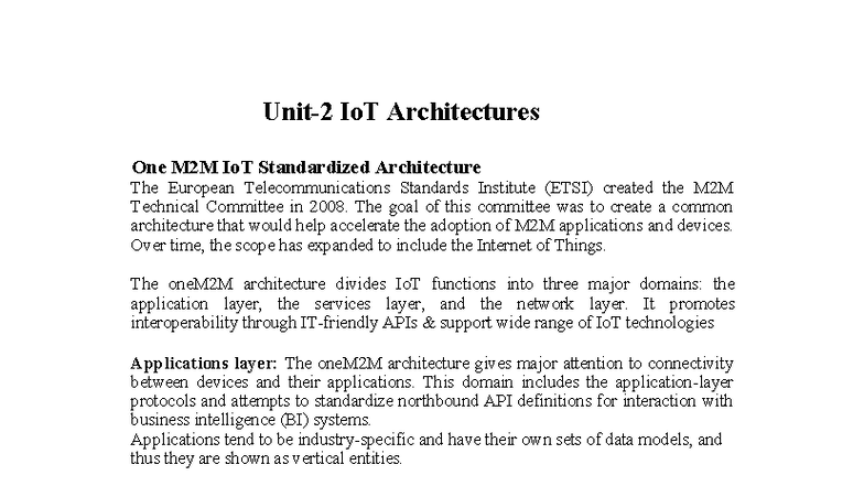 UNIT-2 IoT: oneM2M & IoTWF Architectures Overview - Studocu