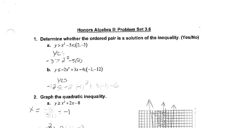 Honors Algebra II: Problem Set 3.6 Solutions and Graphs - Studocu