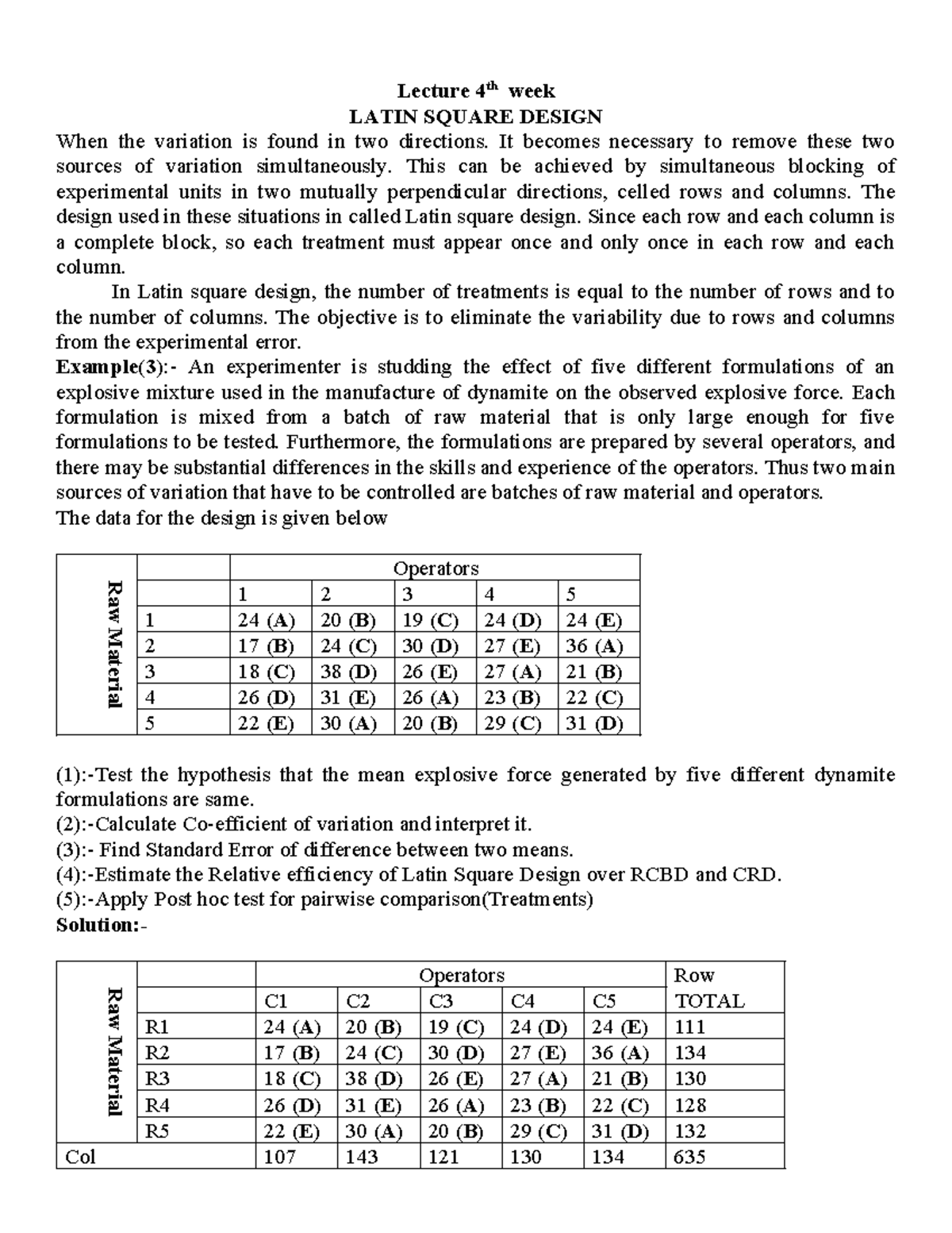 Lecture Notes on Latin Square Design - Experimental Statistics 701 ...