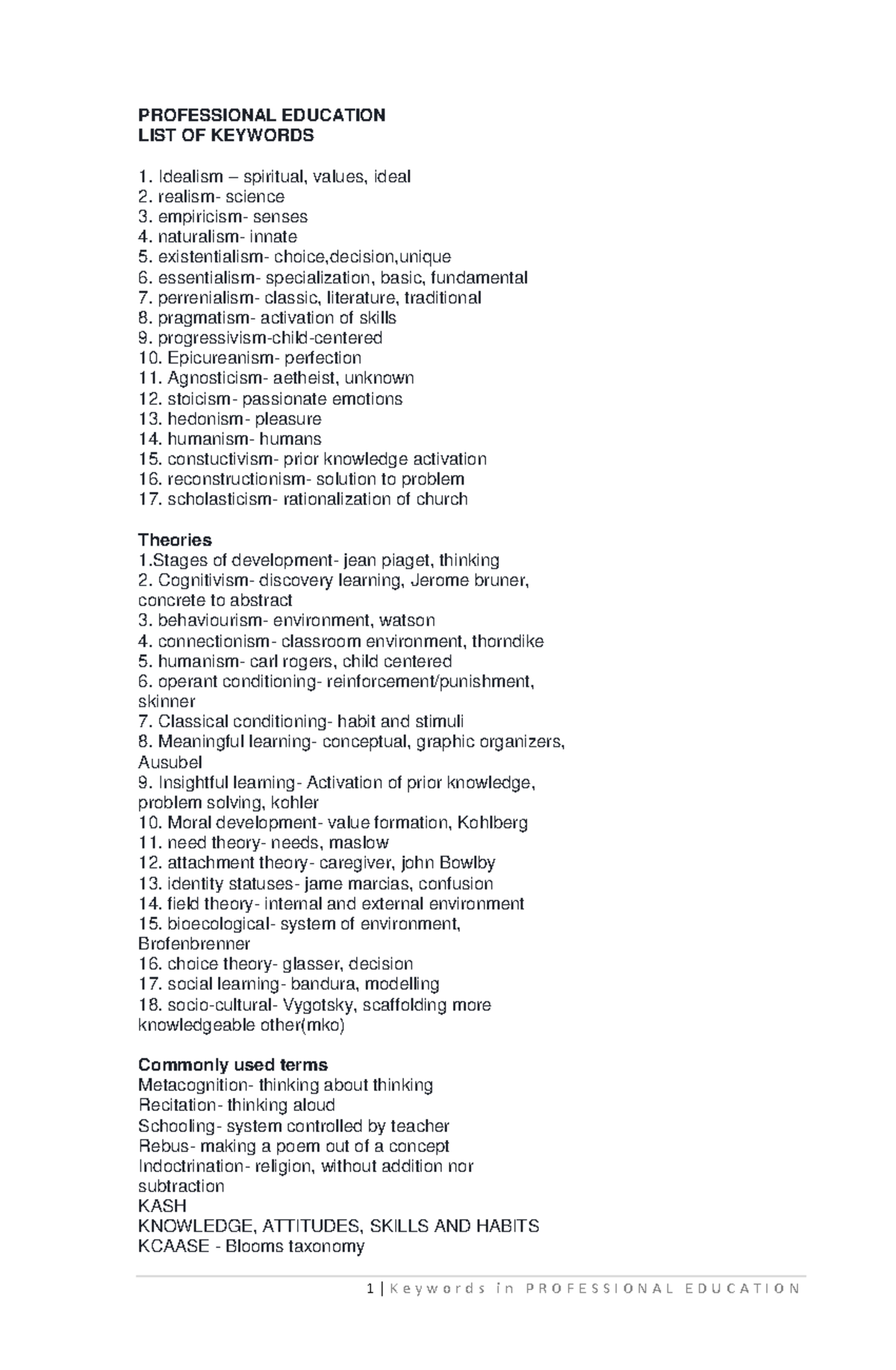 Key Concepts in Professional Education (EDU101) - Studocu