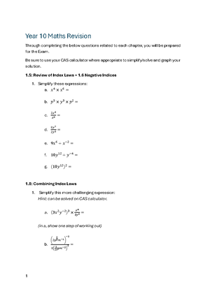 Year 10 Math Ext. Sem 2 Exam Tech-Free Revision Guide - Studocu
