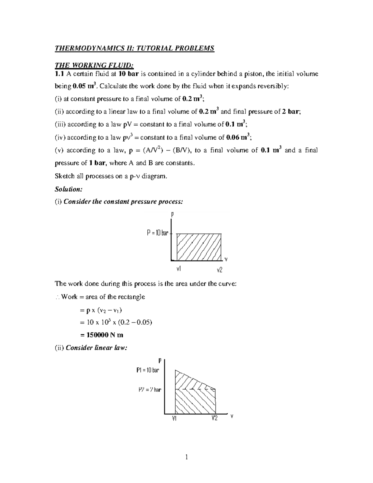 Thermodynamics II: Solutions to Tutorial Problems (Final Exam) - Studocu