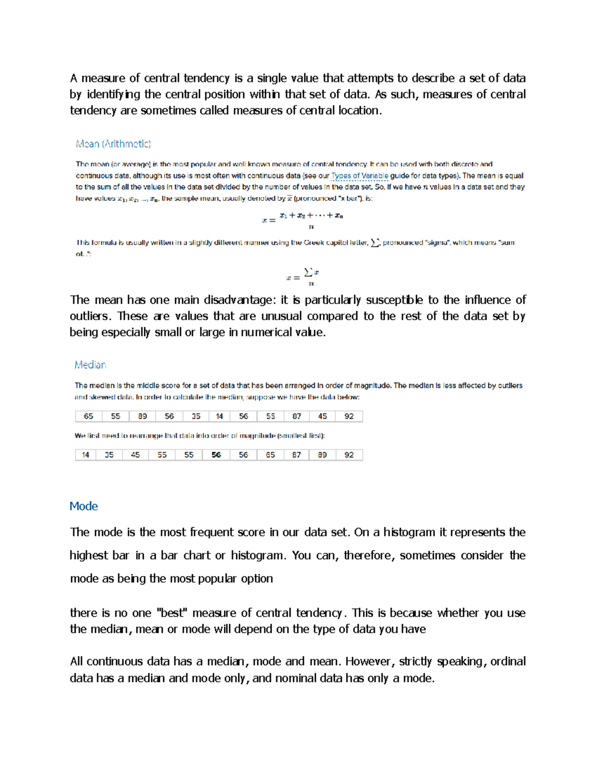 Stat 2 - Measures of Central Tendency Review Notes - Studocu