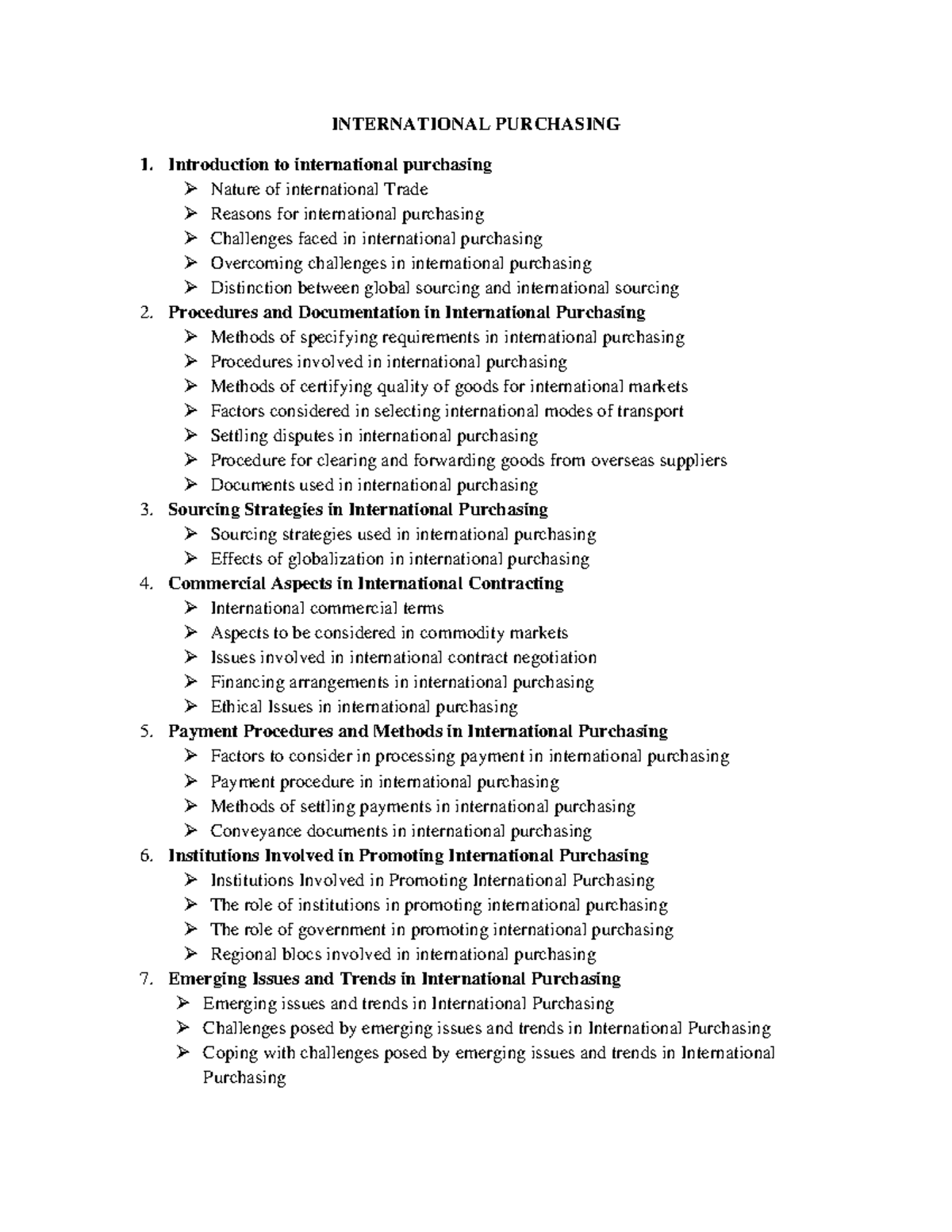 Final Exam: International Purchasing (Course Code: IP101) - Studocu