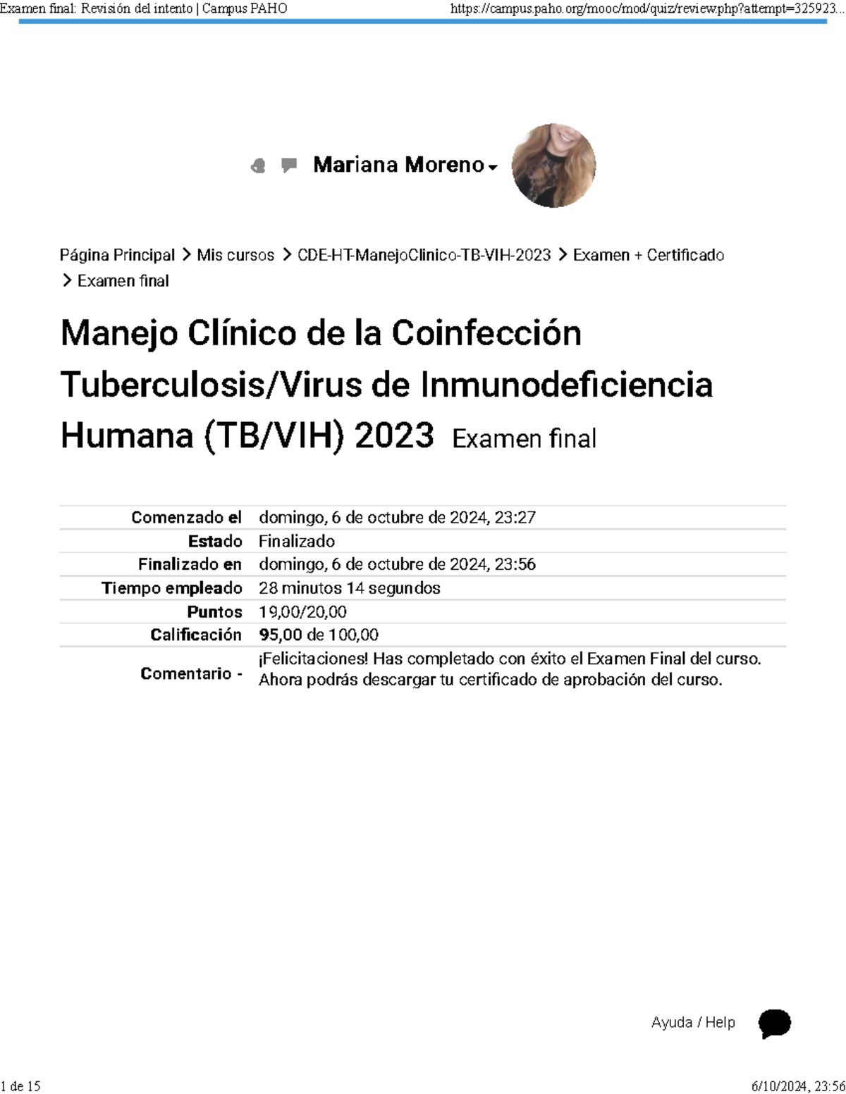 Revisión del Examen Final: Manejo Clínico TB/VIH 2023, Campus PAHO ...