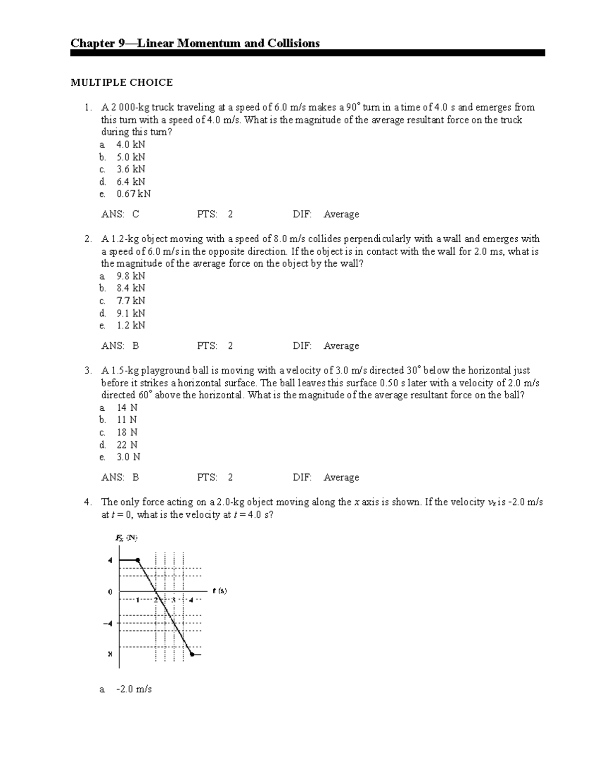 Chapter 9 - Linear Momentum and Collisions MCQ Study Guide - Studocu