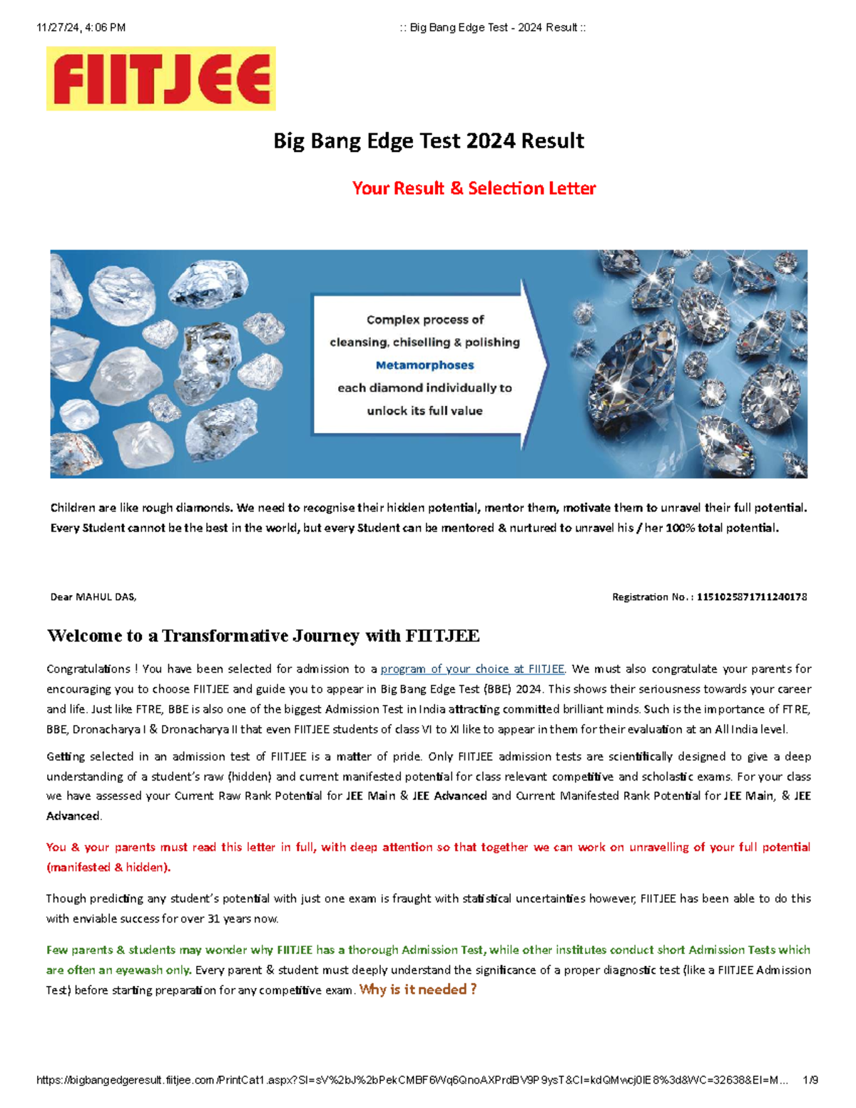 Big Bang Edge Test 2024 Result: Your Admission Success Letter - Studocu