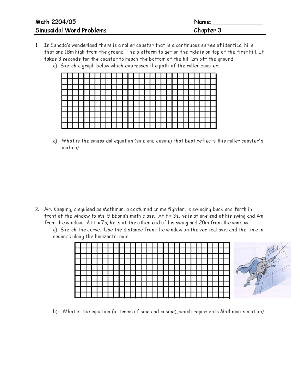 Math 101: Sinusoidal Word Problems - Chapter 3 Analysis - Studocu