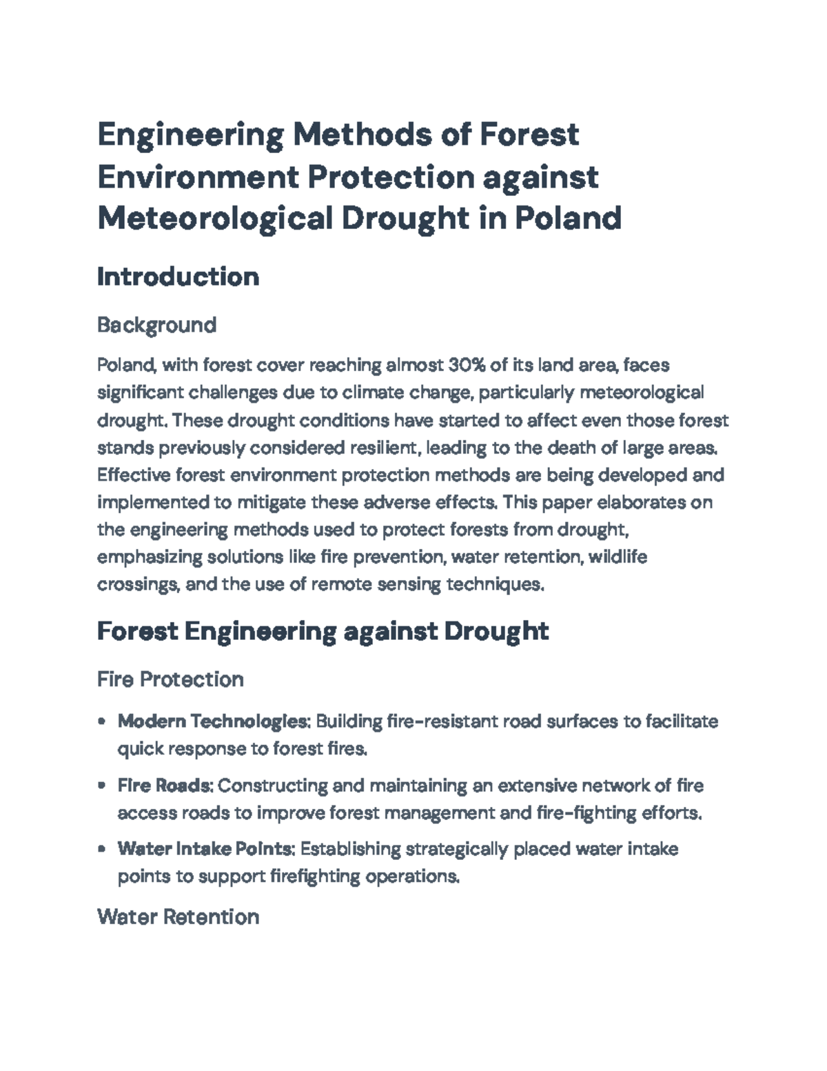 Engineering Methods for Forest Protection Against Drought in Poland ...