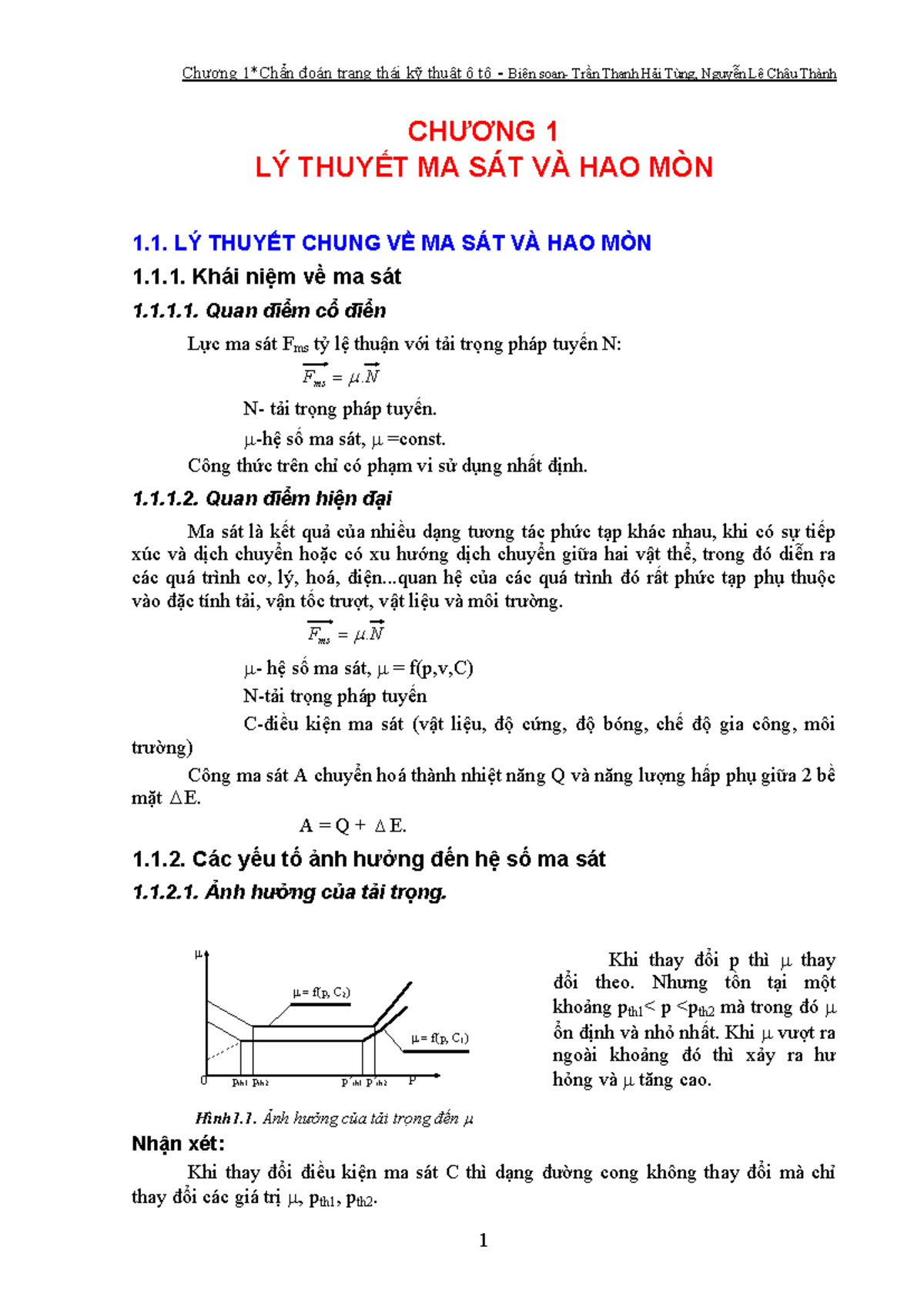 Chẩn Đoán Kỹ Thuật Ô Tô - Trần Thanh Hải Tùng, 17 Trang - CH ̄¡NG 1 L› THUY¾T MA S¡T V¿ HAO M“N ...