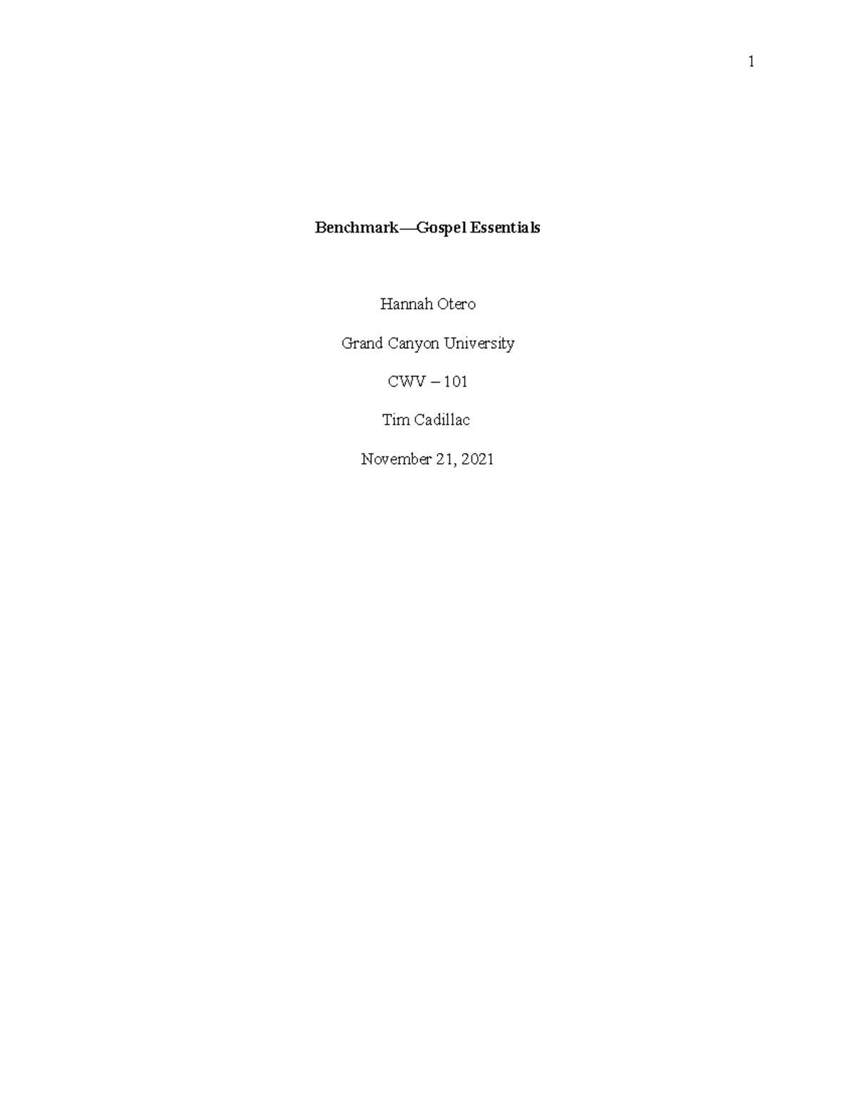 CWV-101 Benchmark: Understanding Gospel Essentials in Christianity ...