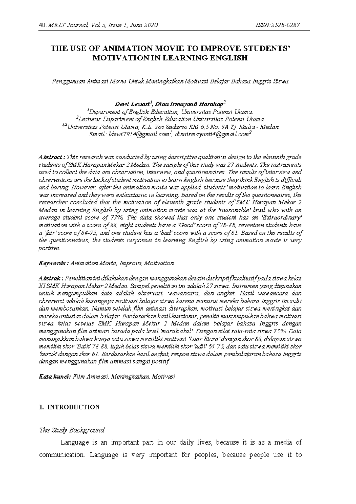1156 4150 1 PB - CONTOH ATICLE JOURNAL: THE USE OF ANIMATION MOVIE TO ...