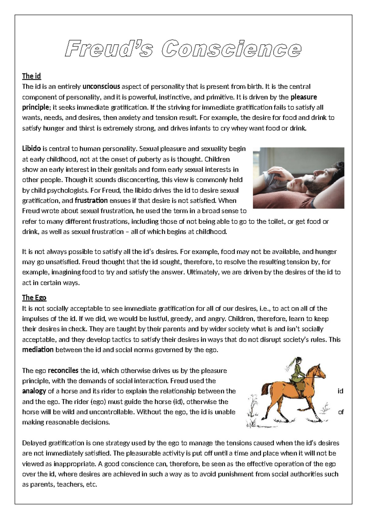 Freud Handout: Understanding the Id and Ego in Personality - Studocu