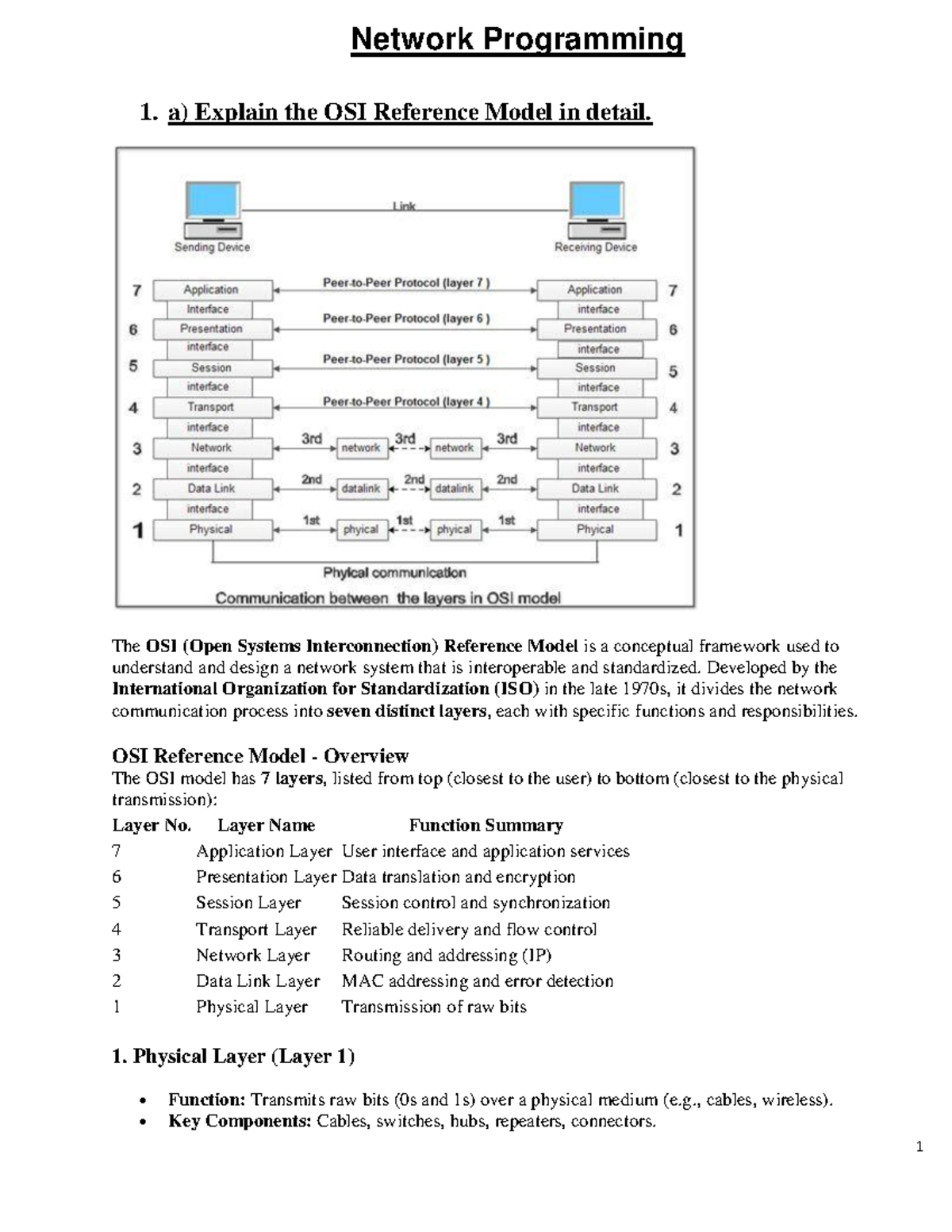 Network Programming 1: OSI Model and Socket Functions Explained - Studocu