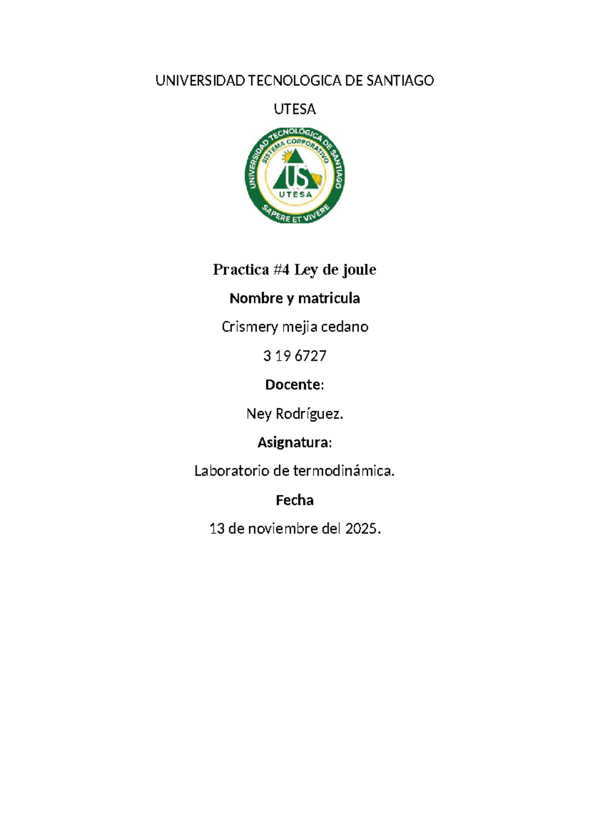 Laboratorio de Termodinámica UTESA: Ley de Joule y Conceptos Clave ...
