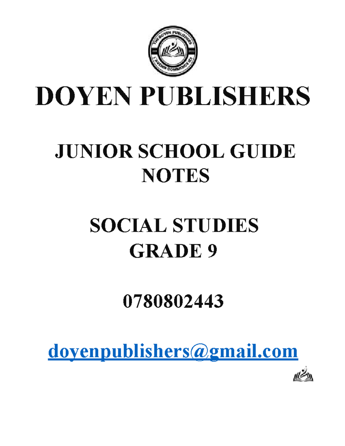 Grade 9 Social Studies Teaching Notes (DOYEN PUBLISHERS 0780802443 ...