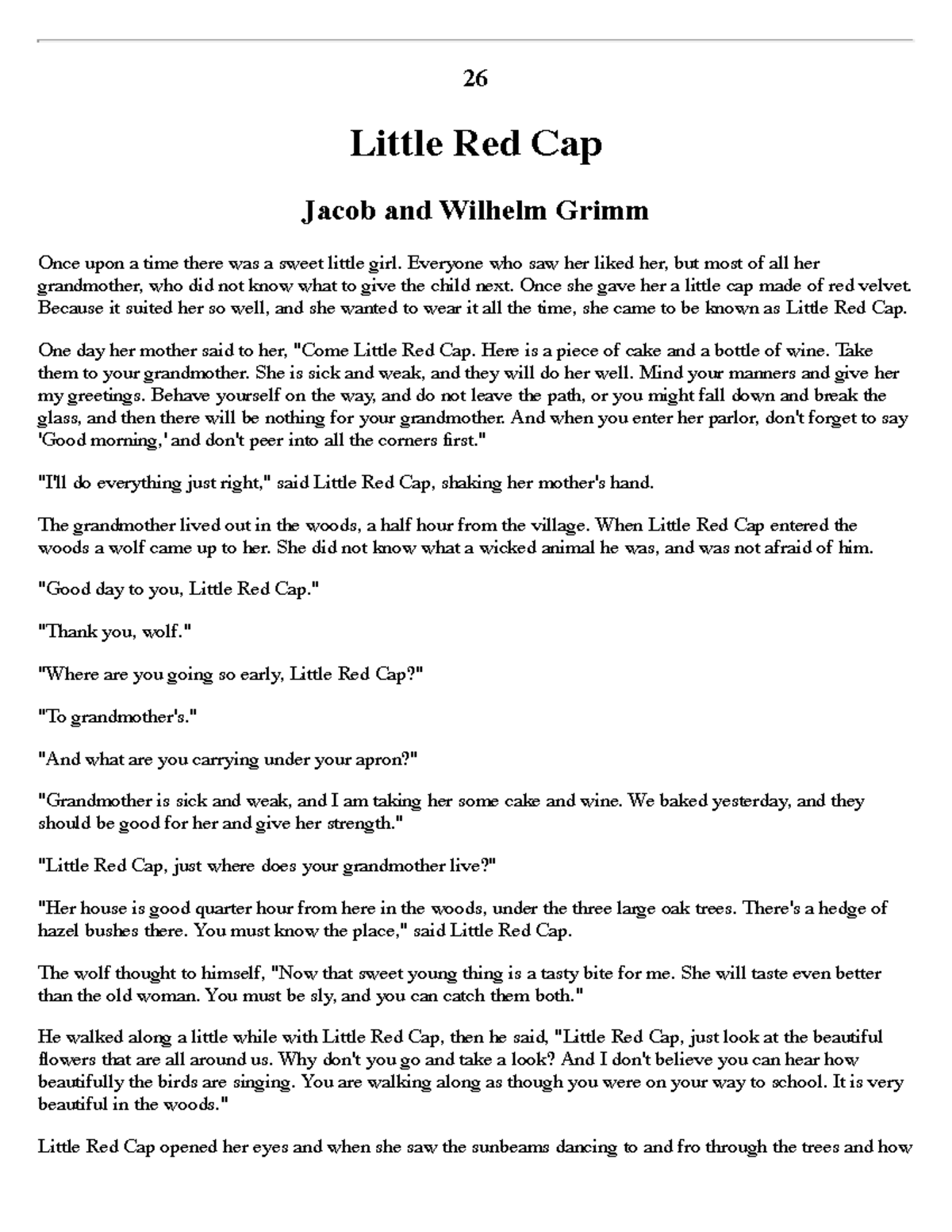Grimm 26: Little Red Cap - A Cautionary Tale of Innocence - Studocu