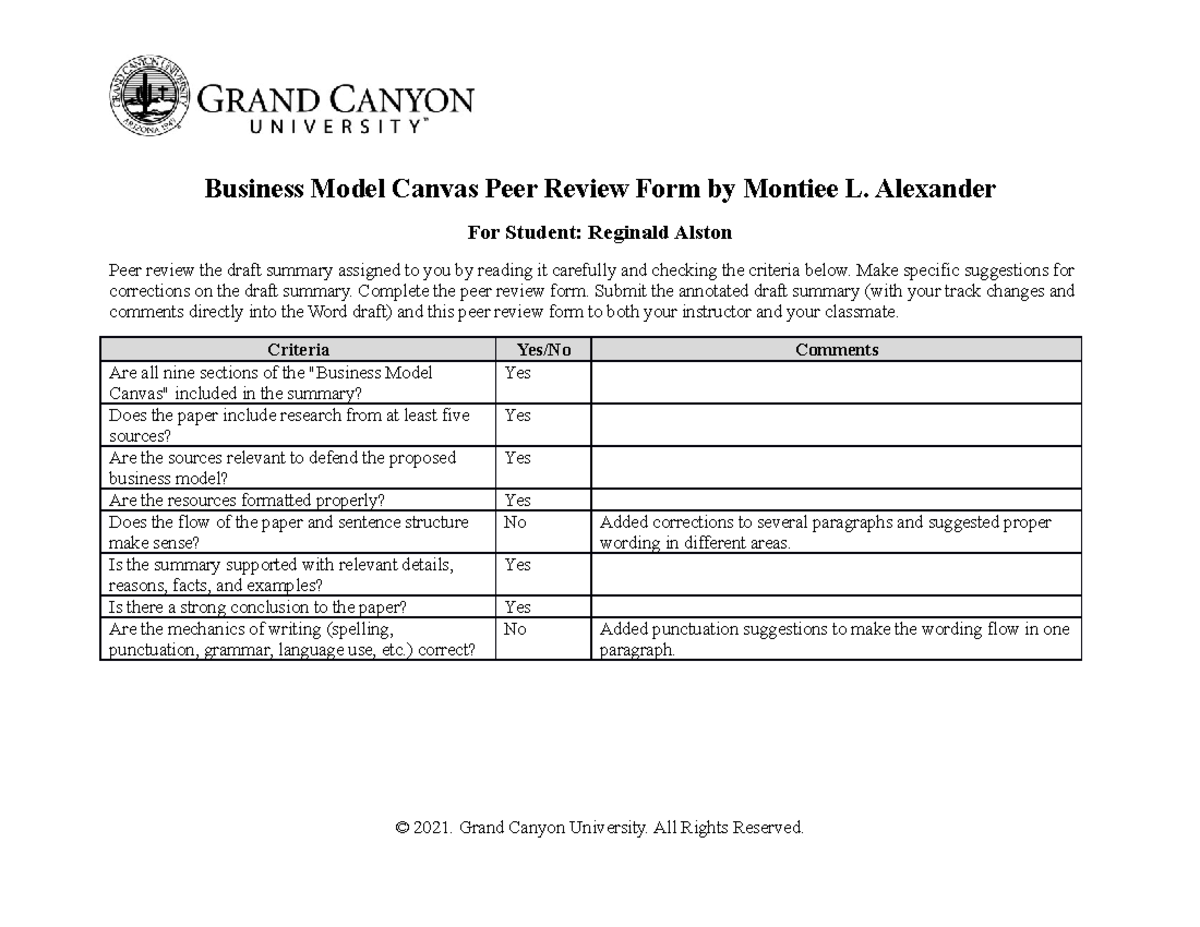 ENT 436 RS T6 Business Model Canvas Peer Review - Business Model Canvas ...