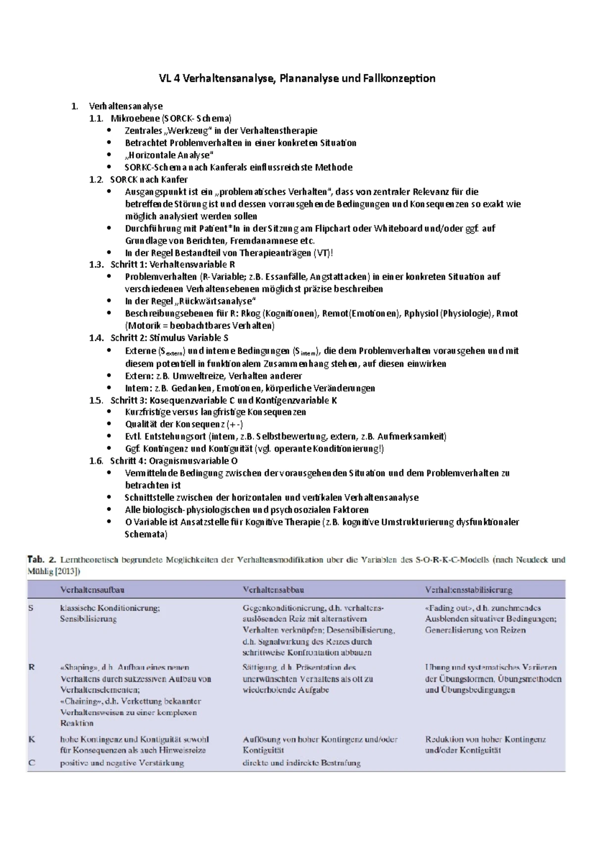 Zusammenfassung VL 4 Verhaltensanalyse, Plananalyse und Fallkonzeption ...