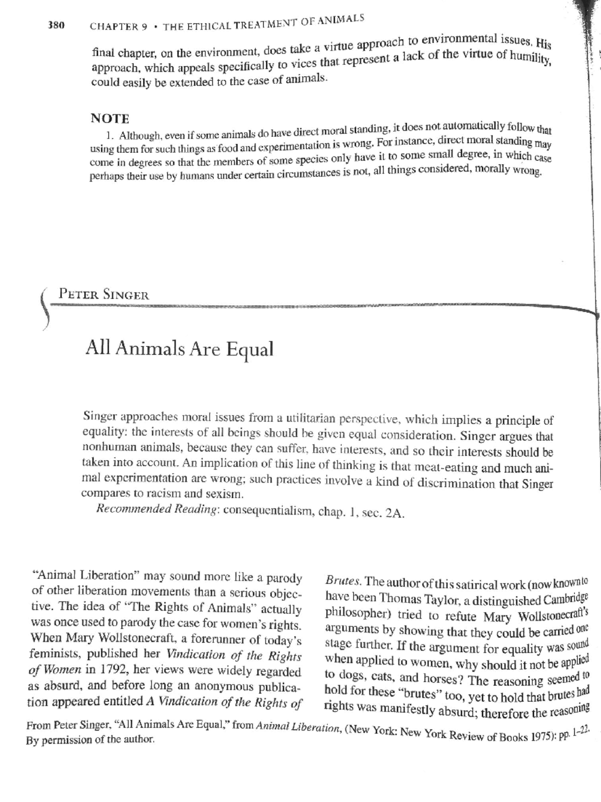 380 CHAPTER 9 THE ETHICAL TREATMENT OF ANIMALS: A Virtue Approach to ...