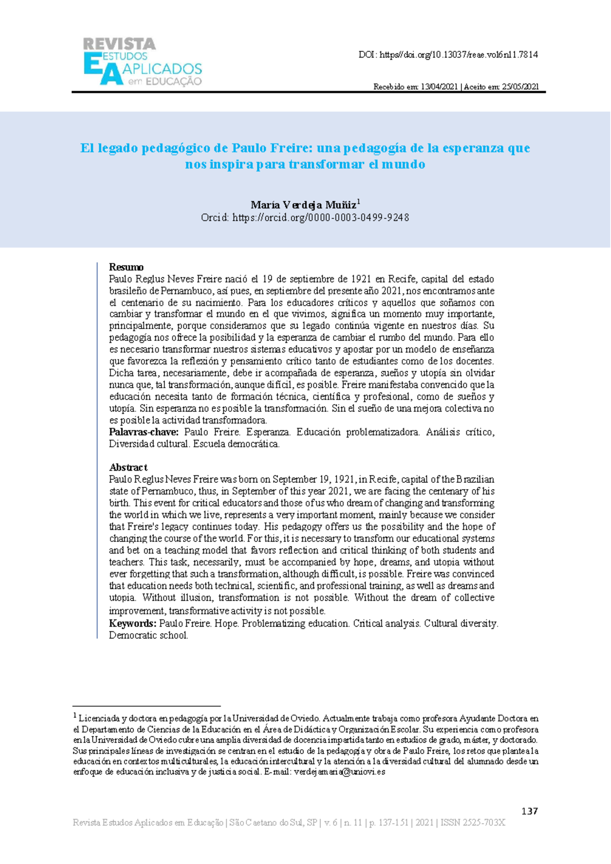 El legado pedagógico de Paulo Freire: Reflexiones y Esperanza en la ...