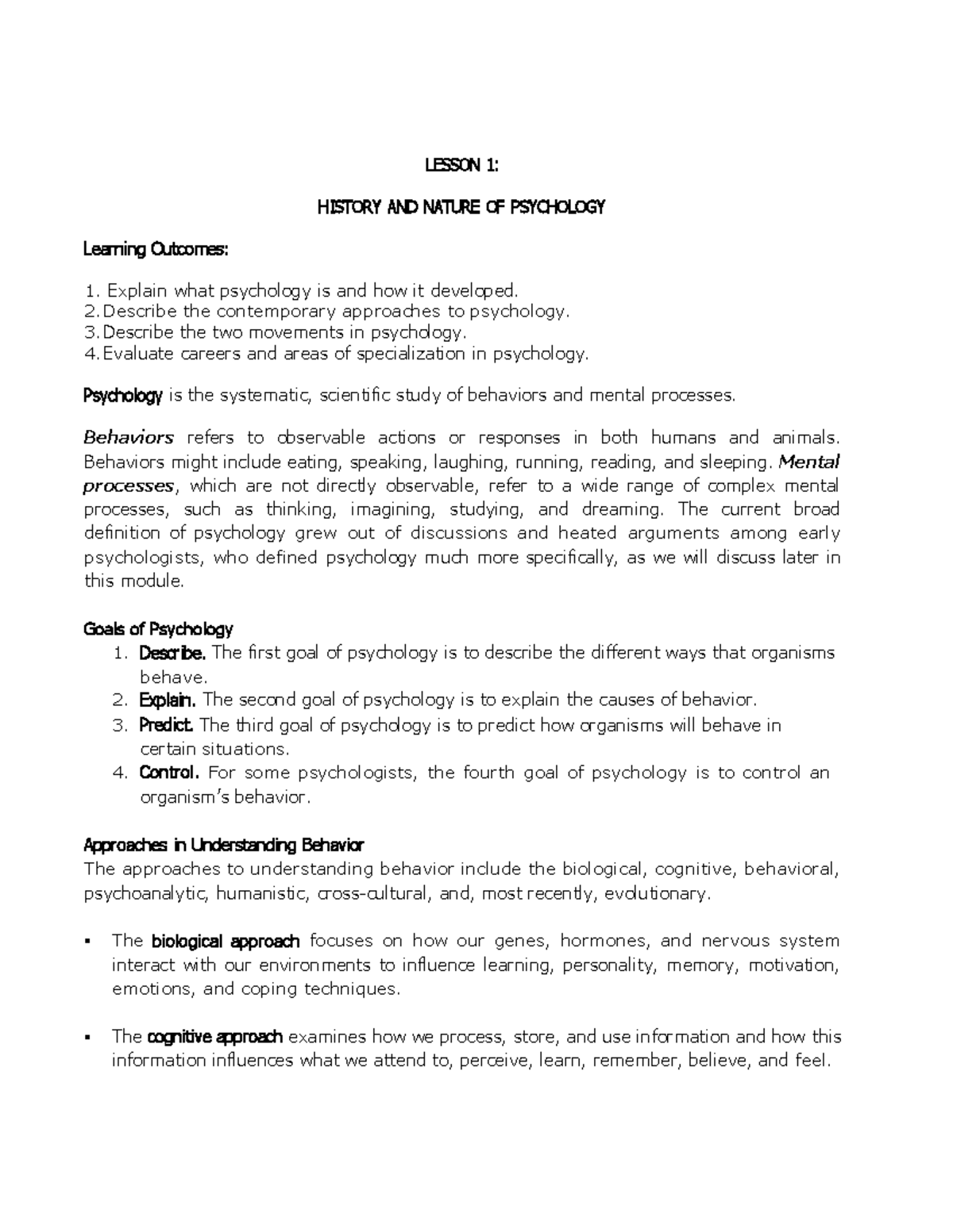 Lesson 1: Psychology History & Career Paths for 1st Year Students - Studocu